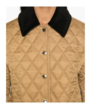 Burberry Quilted Jacket With Corduroy Collar - Camel