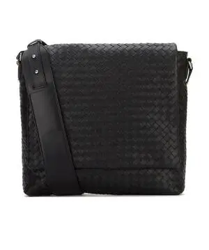 Bottega Veneta Intrecciato Weave Messenger Bag - Black