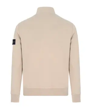 Stone Island Logo Patch Quarter-zip Sweatshirt - Beige
