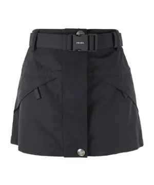 Prada High-waist Buckled Mini Skirt