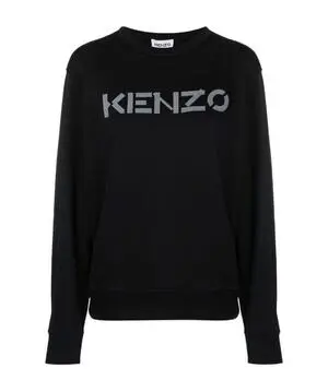 Kenzo Logo Print Cotton Sweatshirt - Black