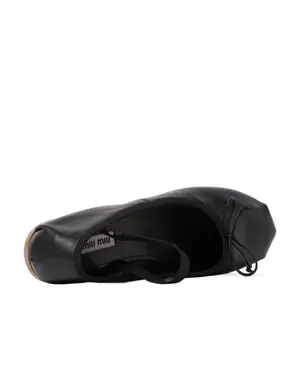 Miu Miu Logo Detail Ballerina Flats - Black