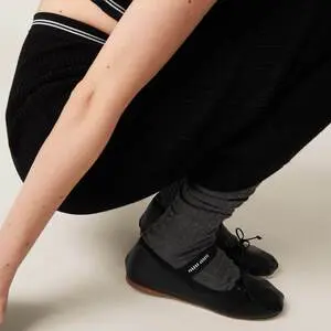 Miu Miu Logo Detail Ballerina Flats - Black