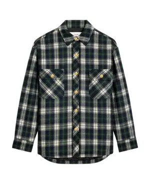 Celine Tartan Cashmere Overshirt - Black