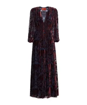 La DoubleJ Long Camerino Devoré Velvet Dress