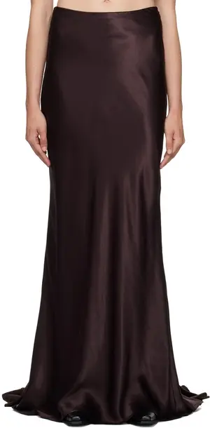 ANN DEMEULEMEESTER Draped Satin Asymmetric Hem Skirt