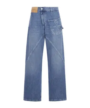 J.W.ANDERSON Logo Patch Twisted Jeans - Light Blue