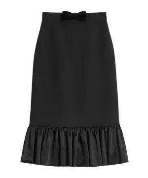 Valentino Garavani Bow Detail Ruffled Hem Skirt - Black