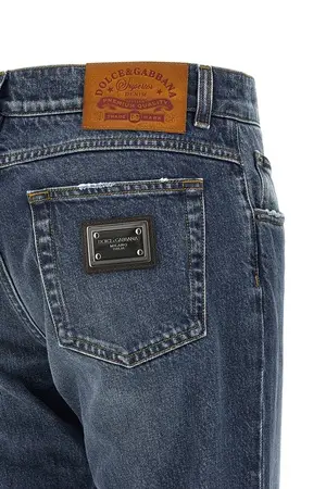 Dolce & Gabbana Logo Plaque Straight Leg Jeans