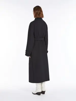 Max Mara Wool Coat With Belt And Contrasting Trim