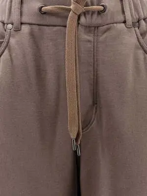 Brunello Cucinelli Wide Leg Trousers With Drawstring Waist - Brown