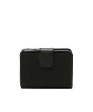 Prada Enamel Triangle-logo Bi-fold Wallet - Black