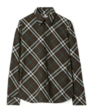 Burberry Long Sleeve Checked Shirt - Black