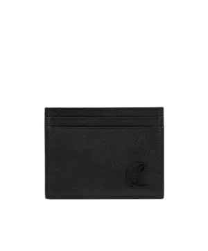 CHRISTIAN LOUBOUTIN Mooncrest Logo Embroidered Card Holder - Black