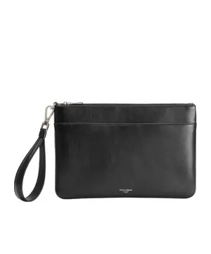 Dolce & Gabbana Zipped Clutch Bag With Graphic Detailing - Black