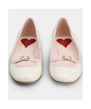 ROGER VIVIER Patent Leather Podium Ballerinas With Buckle Detail - White/pink