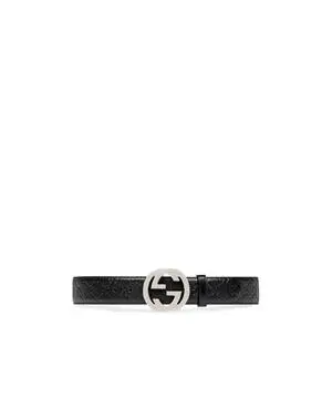 Gucci Gg Supreme Buckle Belt - Black