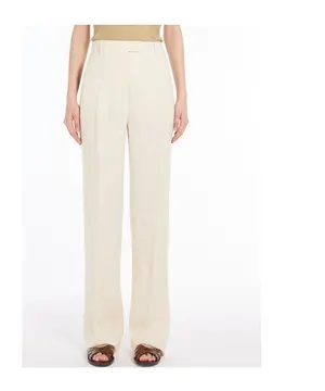 Max Mara Cordova Pleat Detailed Straight Leg Trousers - Beige