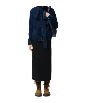 Loewe Deconstructed Denim Midi Skirt