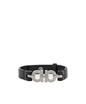 FERRAGAMO Double Gancini Bracelet - Black