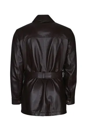 Brunello Cucinelli Belted Leather Parka