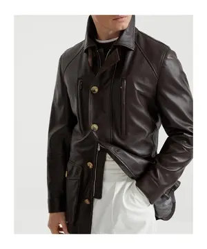 Brunello Cucinelli Belted Leather Parka
