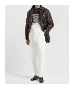 Brunello Cucinelli Belted Leather Parka