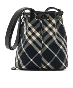 Burberry Checked Drawstring Mini Bucket Bag