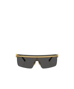Miu Miu Single Lens Sunglasses With Logo Embellished Temples - Black