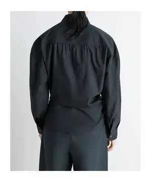 LEMAIRE Long Sleeve Asymmetrical Button-down Shirt - Squid Ink