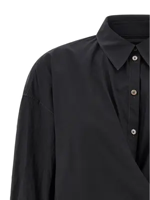 LEMAIRE Long Sleeve Asymmetrical Button-down Shirt - Squid Ink