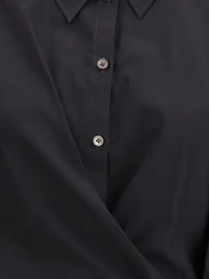 LEMAIRE Long Sleeve Asymmetrical Button-down Shirt - Squid Ink