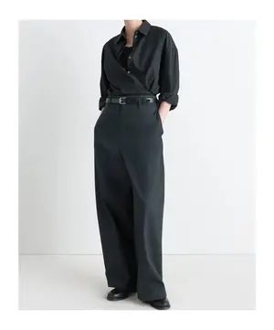 LEMAIRE Long Sleeve Asymmetrical Button-down Shirt - Squid Ink
