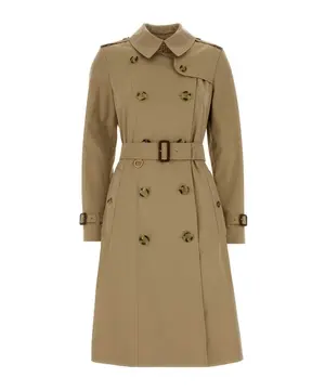 Burberry Double Breasted Belted Trench Coat - Beige