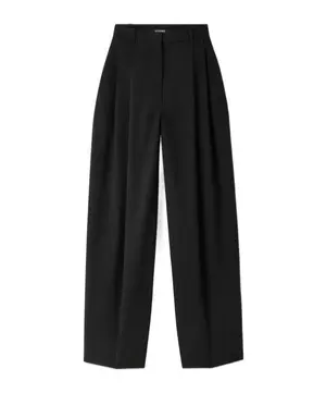 Jacquemus Pleated Front Wide Leg Trousers - Black