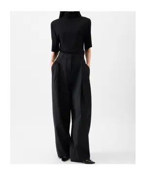 Jacquemus Pleated Front Wide Leg Trousers - Black