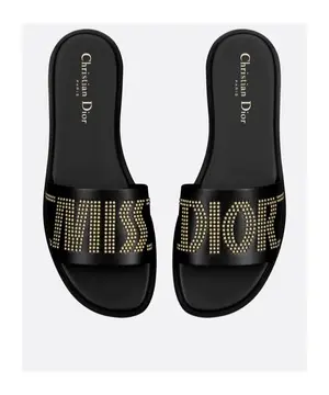 Dior Dway Slide Embellished With Miss Logo - Black