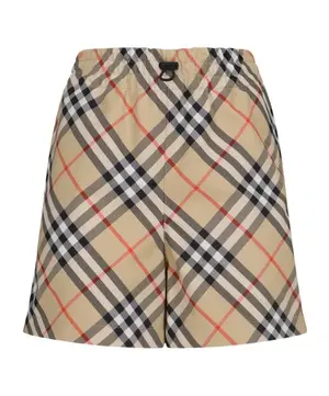 Burberry Burberry EKD Motif Checked Shorts Beige