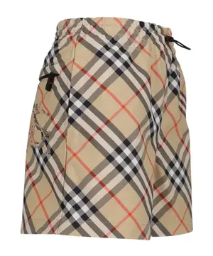 Burberry Ekd Motif Checked Shorts - Beige