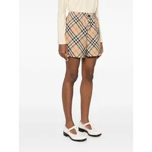 Burberry Ekd Motif Checked Shorts - Beige