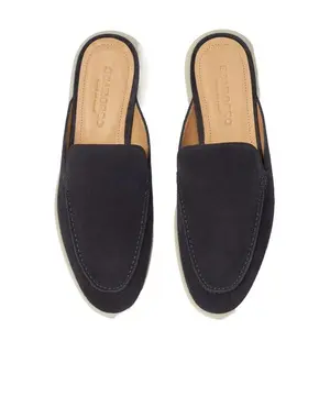 SCAROSSO Lucrezia Suede Slip-on Mules - Blue