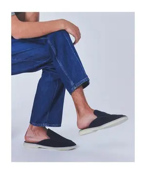 SCAROSSO Lucrezia Suede Slip-on Mules - Blue