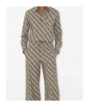 Burberry Checkered Long-sleeve Shirt With B-shield Embroidery