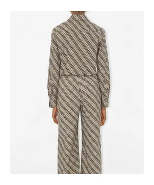Burberry Checkered Long-sleeve Shirt With B-shield Embroidery