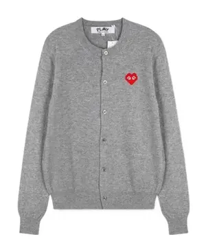 Play Comme Des Garcon Logo Cardigan - Gray