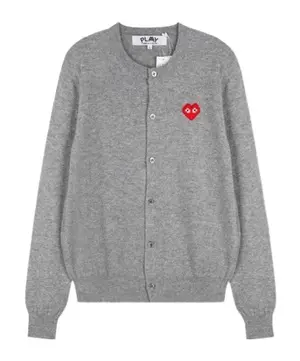 Play Comme Des Garcon Comme Des Garcons Play Logo Cardigan Gray