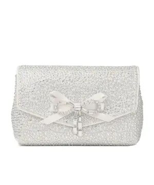 JIMMY CHOO Soft Bow Mini Bag - Ivory/silver