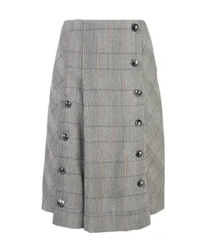 Chloé Checked Pleated Skirt