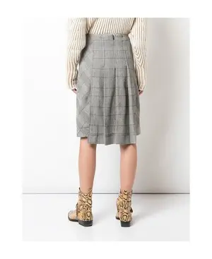 Chloé Checked Pleated Skirt