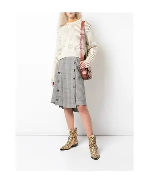 Chloé Checked Pleated Skirt